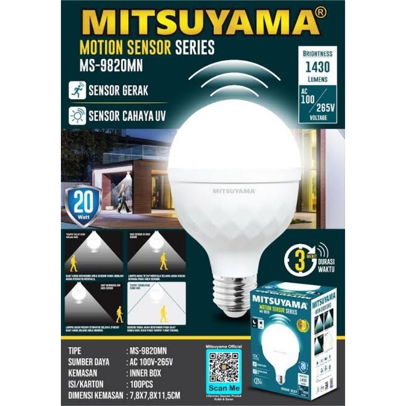 Jual Lampu Mitsuyama Motion Sensor 20W Series MS-9820MN Bulu LED | Shopee Indonesia