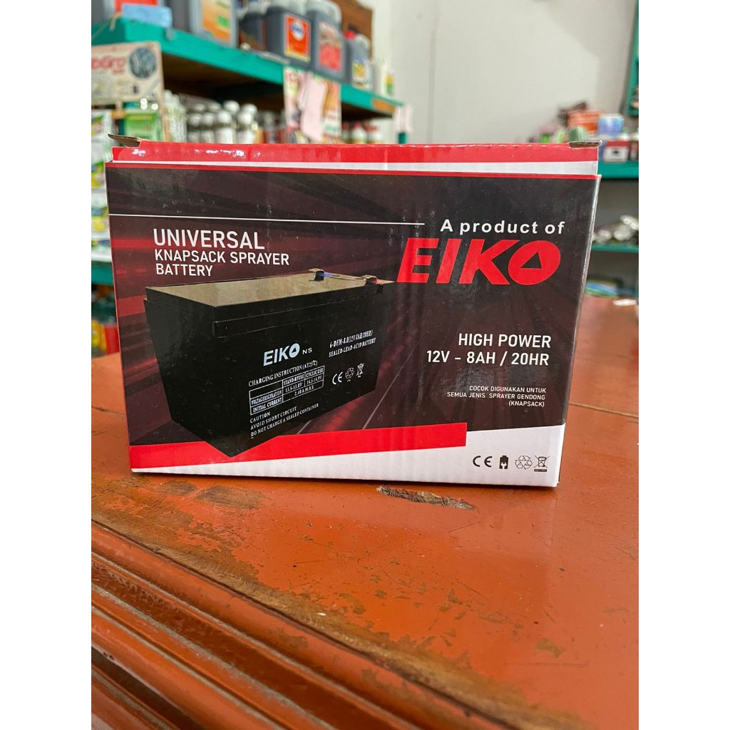 Jual AKI EIKO 8AH 12V bisa untuk semua merek tengki | Shopee Indonesia