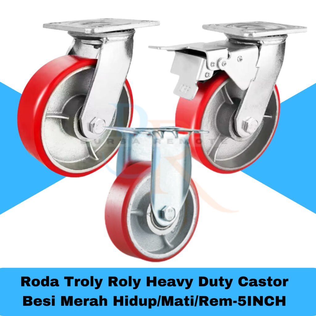 Jual Roda Troly Roly PU Besi Merah Heavy Duty Cocok Beban Berat Hidup ...