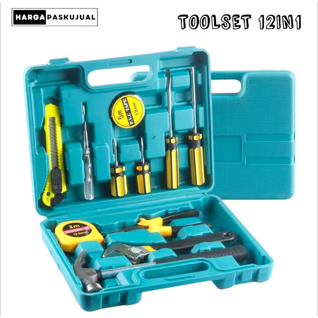 Jual Tool Set Alat Perkakas Set 12 in 1 Tang Palu Obeng Tespen ...
