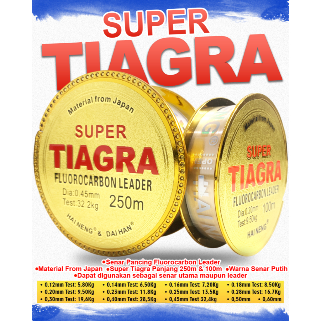 Jual Senar TIAGRA 100m & 250m Fluorocarbon Leader Super Kuat | Shopee Indonesia