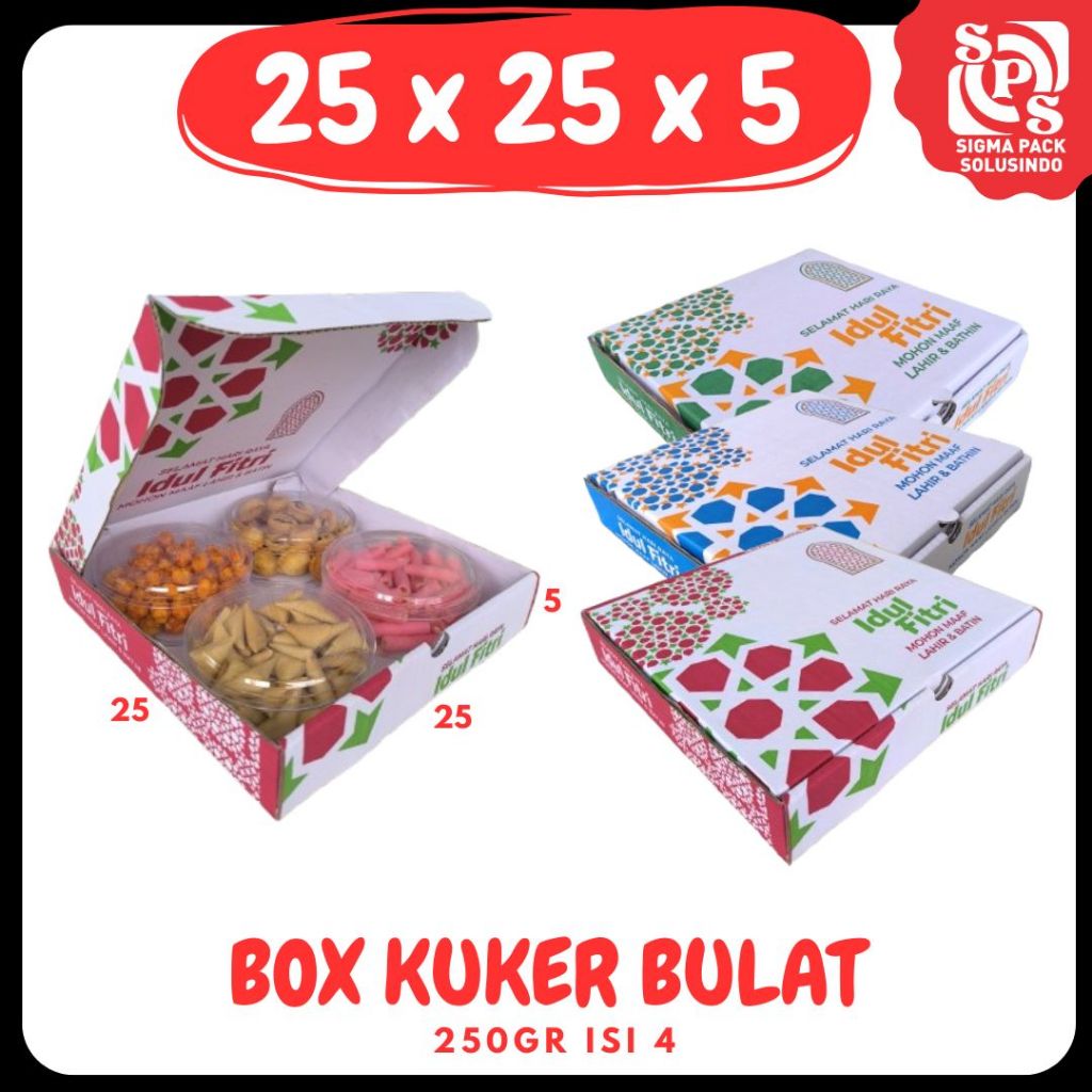 Jual Kardus Kuker Isi 4 25x25x5 LD Toples 250gr Box Kue Kering Bulat ...