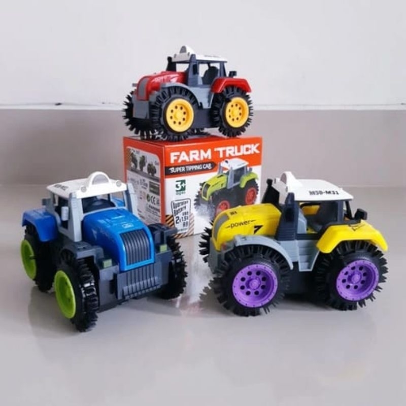 Jual mainan mobil gila jungkir balik truk farm baterai - tumbling car ...