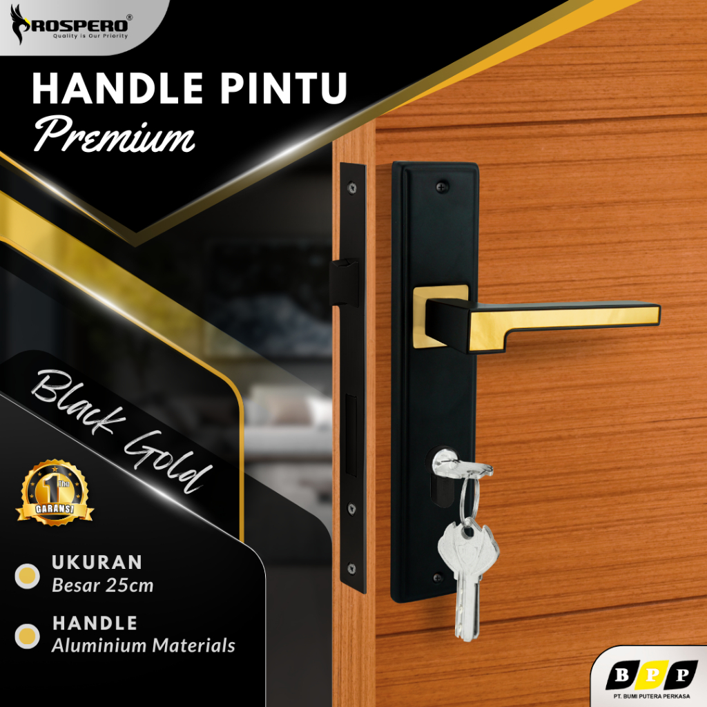 Jual Handle Kunci Pintu PREMIUM Ukuran Besar 25cm Black Gold 901-001 ...