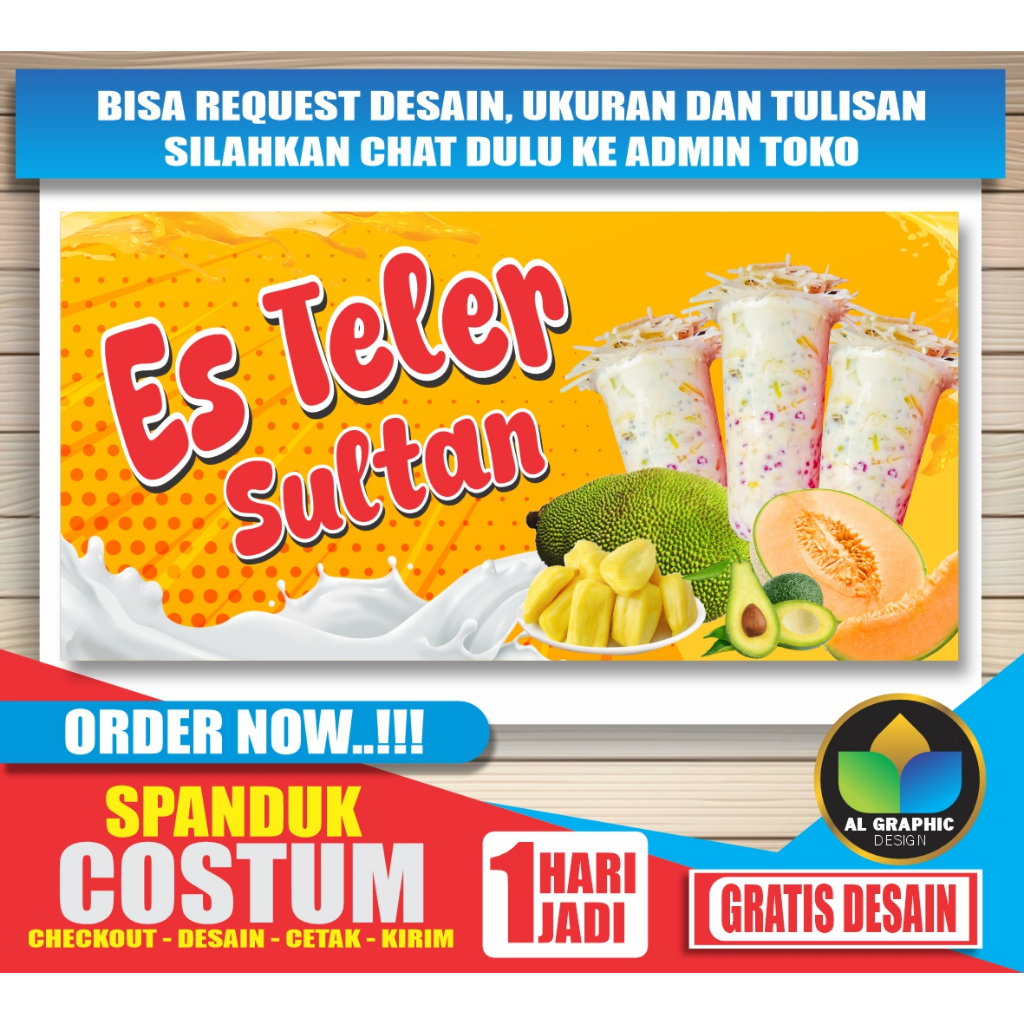 Jual CETAK SPANDUK BANNER ES TELER GRATIS DESAIN BISA CUSTOM // COD ...