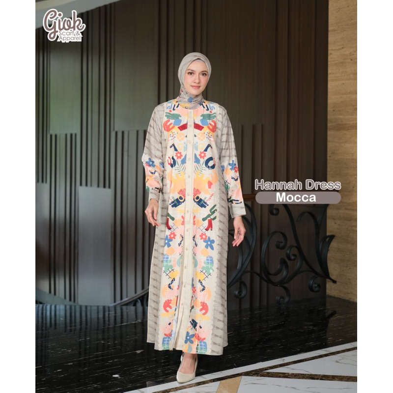 Jual Hannah Dress - Mocca by Giok Apparel - Dress gamis Printing ...