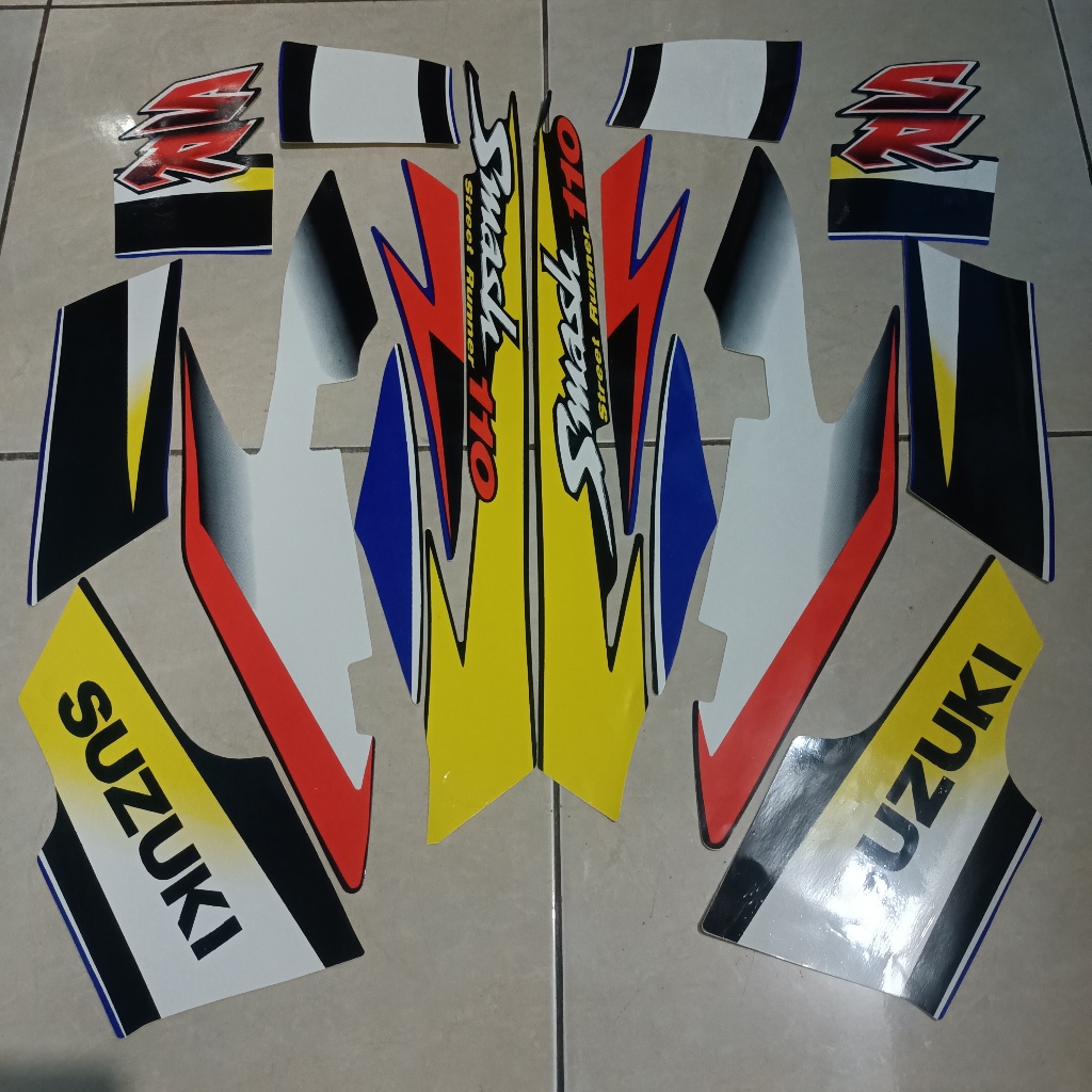 Jual stiker striping suzuki smash sr 2005 biru hitam lis body standar ...