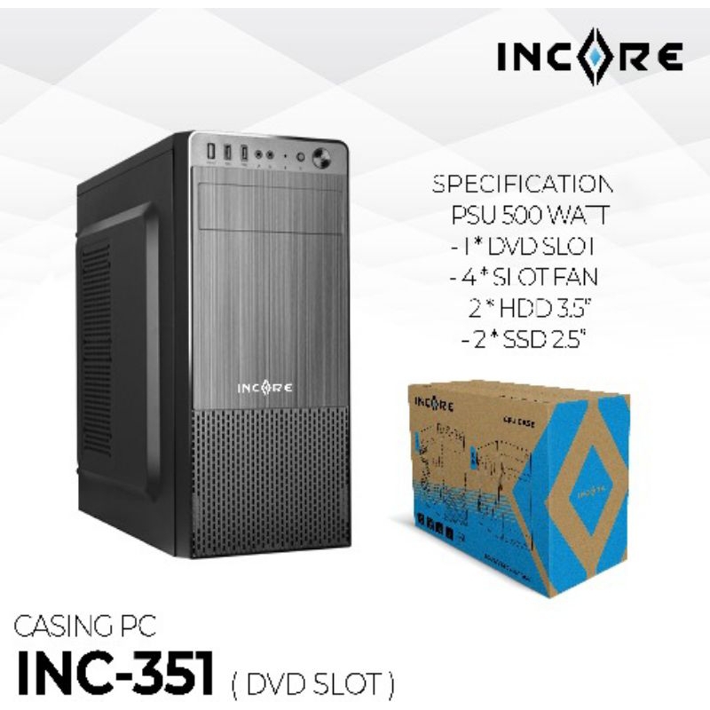 Jual INCORE CASING PC INC-352 / CASING CPU DVD SLOT | Shopee Indonesia