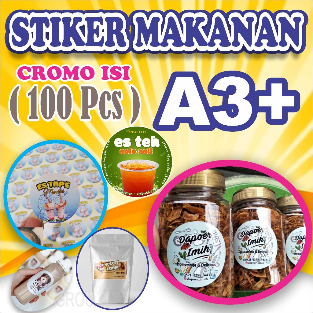 Jual ( 100PCS ) STIKER KEMASAN/ STIKER MAKANAN/ LABEL KEMASAN/ STIKER ...