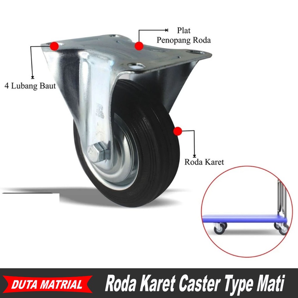 Jual Roda Karet 4 Inch Type Mati - Roda Kastor Etalase Troli Trolley ...