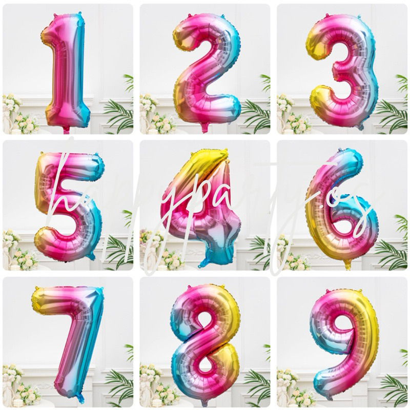 Jual Balon Foil Angka Ulang Tahun Rainbow | Shopee Indonesia