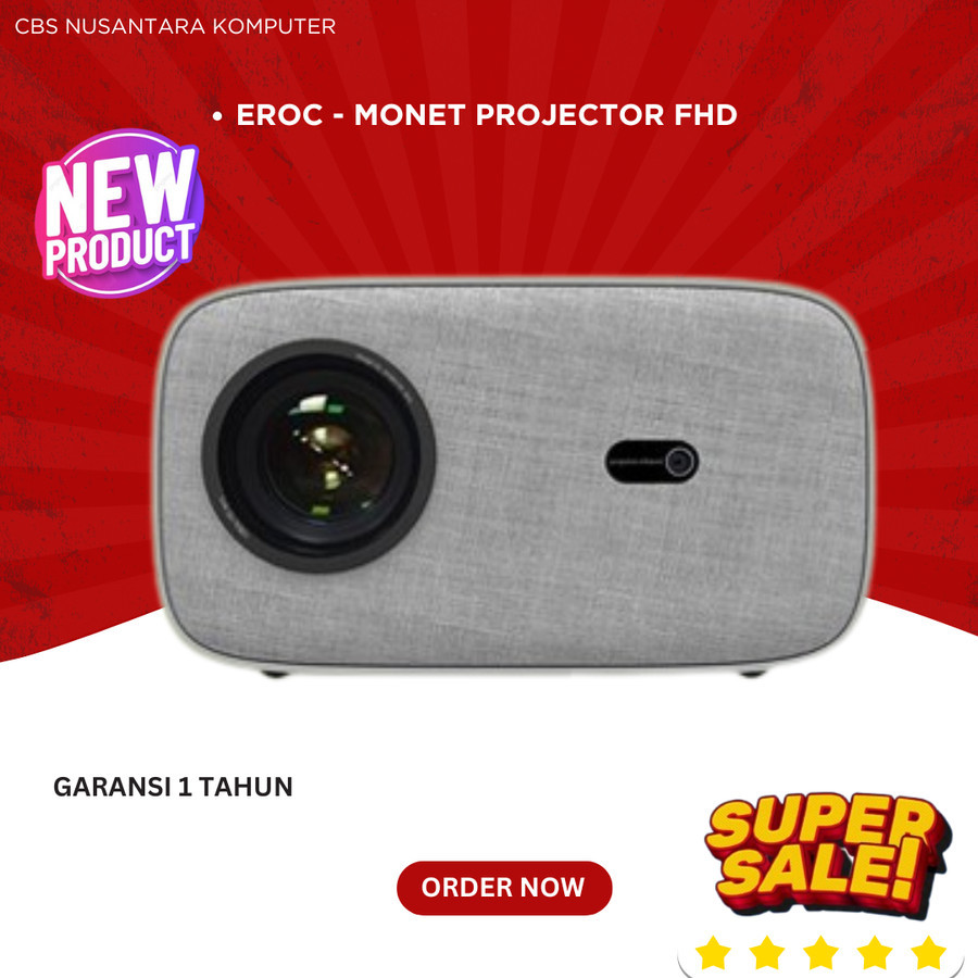 Jual EROC - MONET Projector Full HD 450 ANSI 5G Netflix Fully Auto Focus | Shopee Indonesia