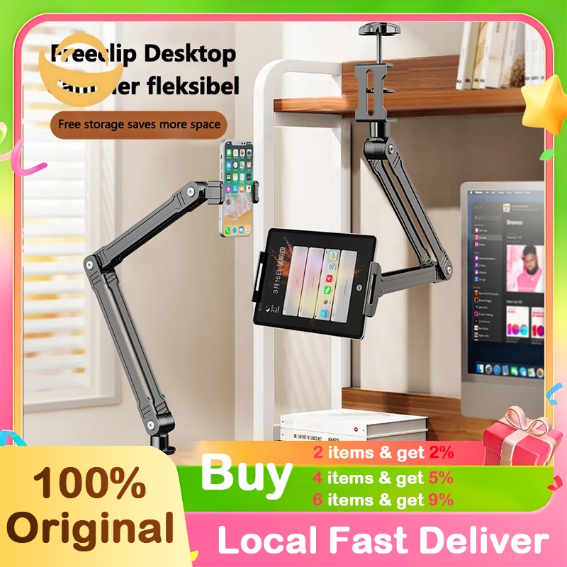 Jual Metal iPad Cantilever Support Lazy 360 ° Rotating Desktop Telescopic Stand Live Streaming ...