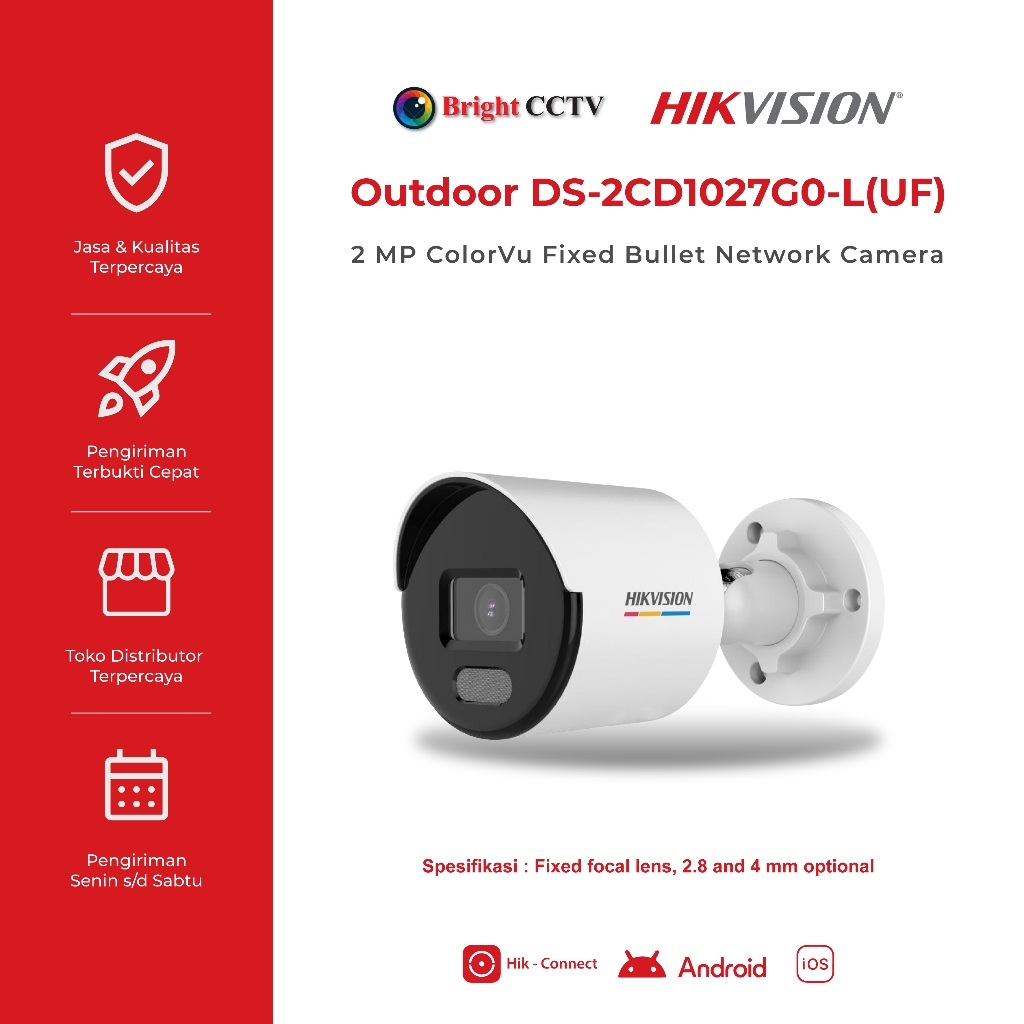 Jual HIKVISION DS-2CD1027G0-LUF IP CAMERA COLORVU KAMERA 2MP 24JAM BERWARNA | Shopee Indonesia