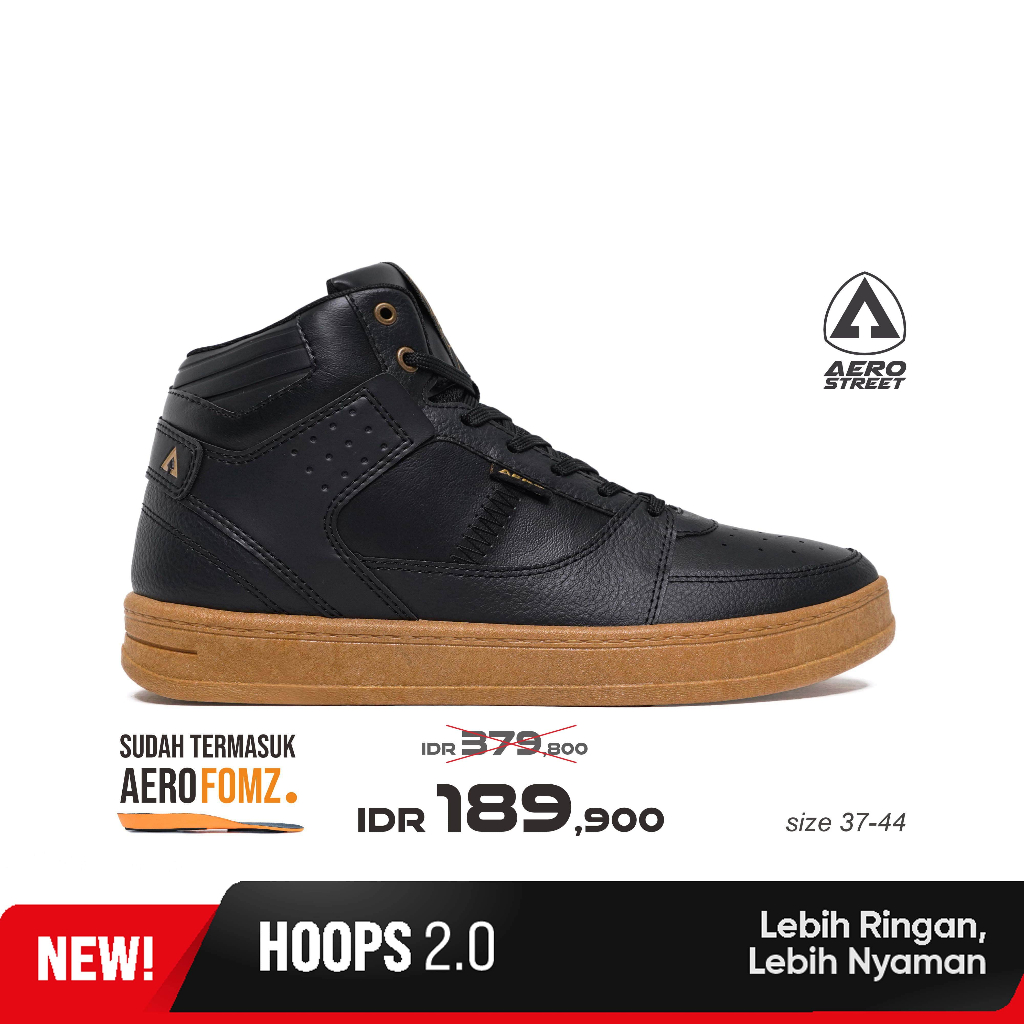 Jual Aerostreet 37-44 Hoops High 2.0 Hitam Hitam Gum - Sepatu Sneakers ...