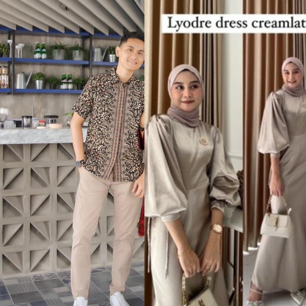 Jual Kaffa - Set Couple Lyodra Dress Batik Kondangan Fuji Dress Baju ...