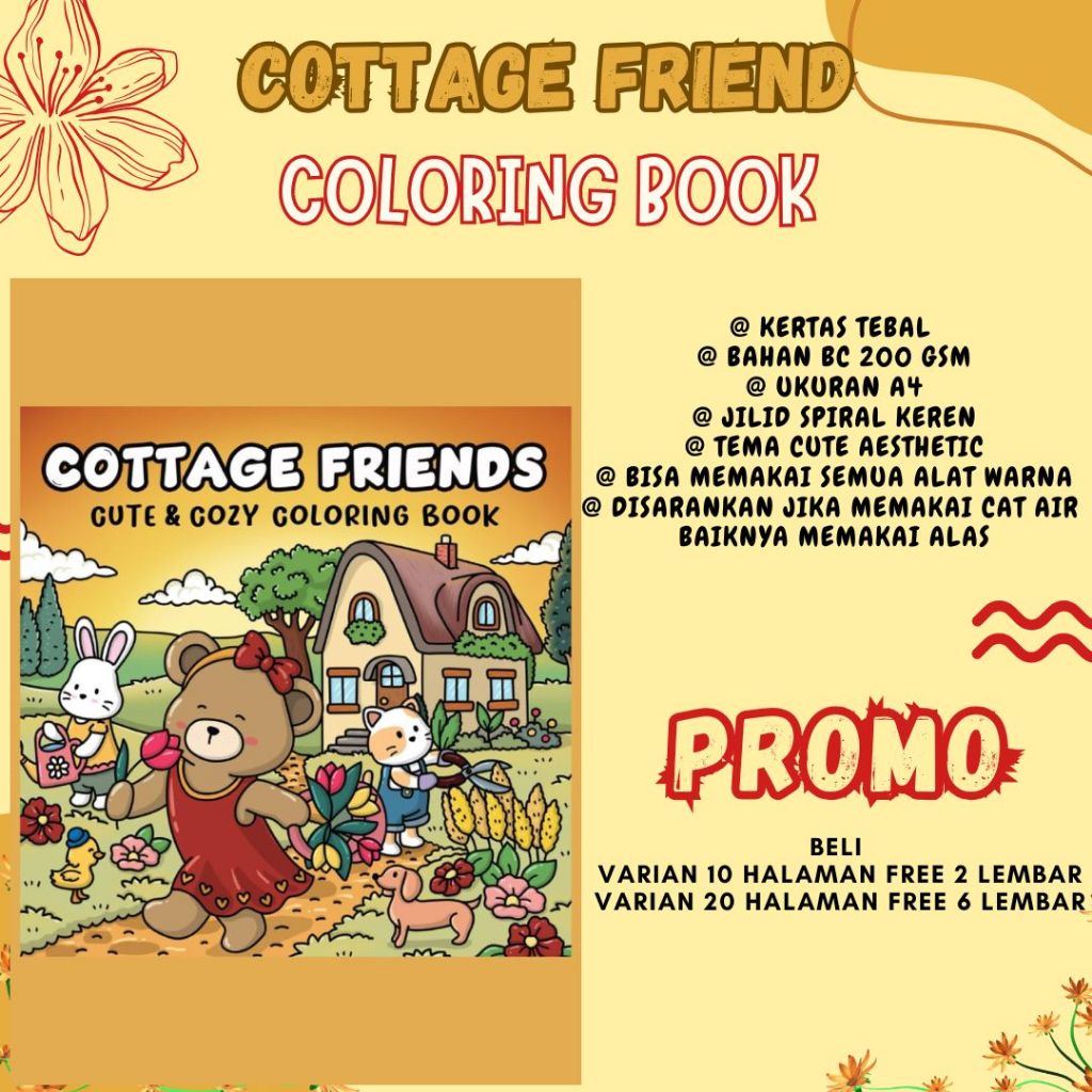 Jual COTTAGE FRIENDS Coloring Book Buku Gambar Menggambar Sketsa ...
