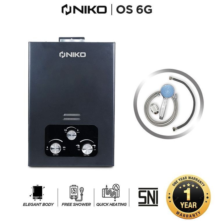 Jual Gas Water Heater NIKO Onsen Pemanas Air OS 6B / OS 6W / OS 6G ...