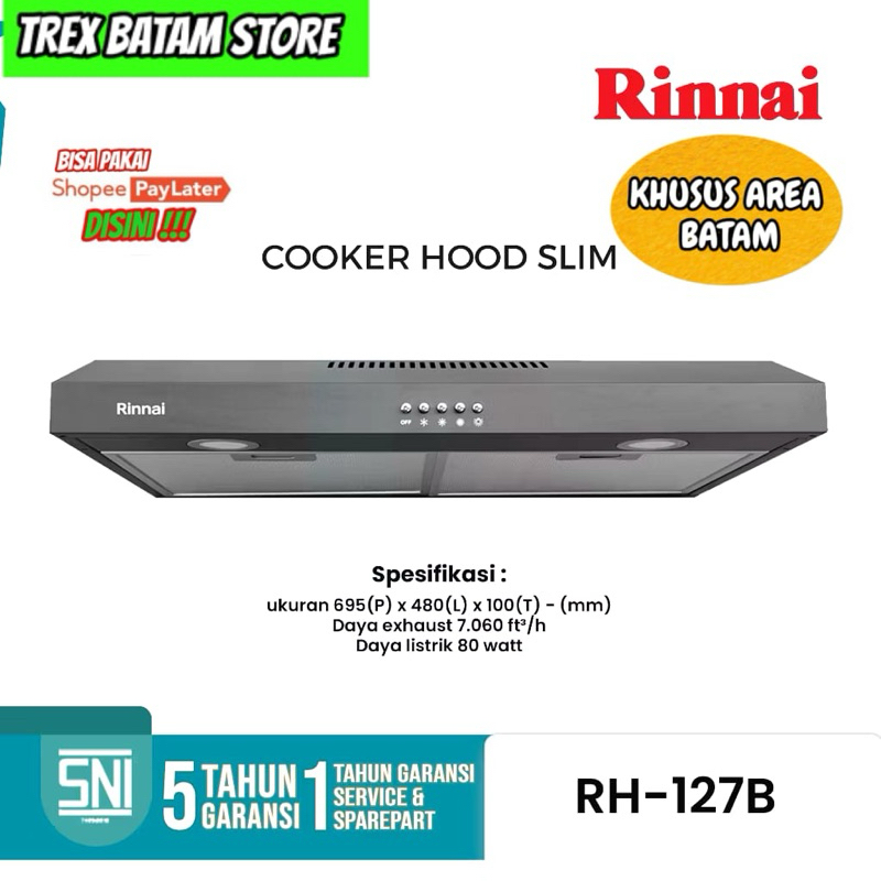 Jual RINNAI COOKER HOOD SLIM RH 127 B EXHAUST KOMPOR GARANSI RESMI ...