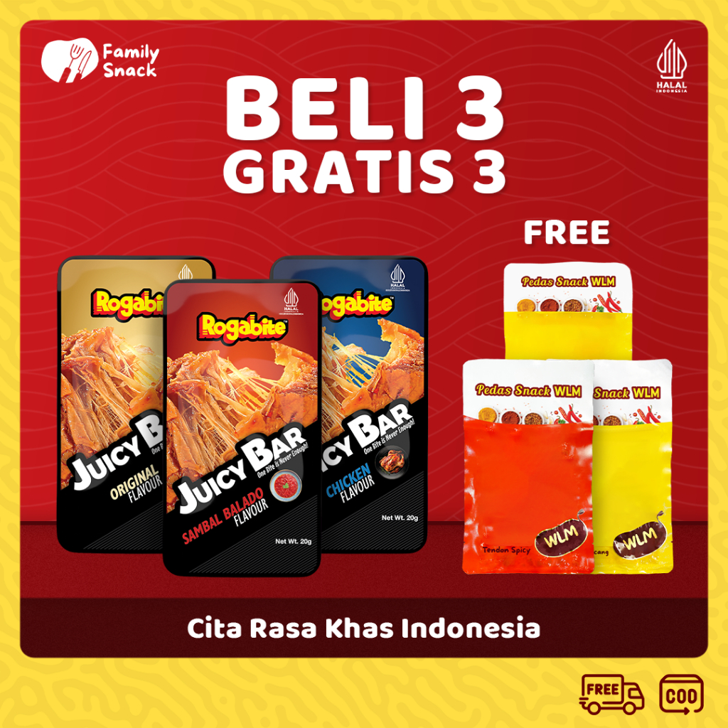 Jual Family Snack - [Halal] [Buy 3 Get 3] Juicy Bar Free WLM Gluten ...