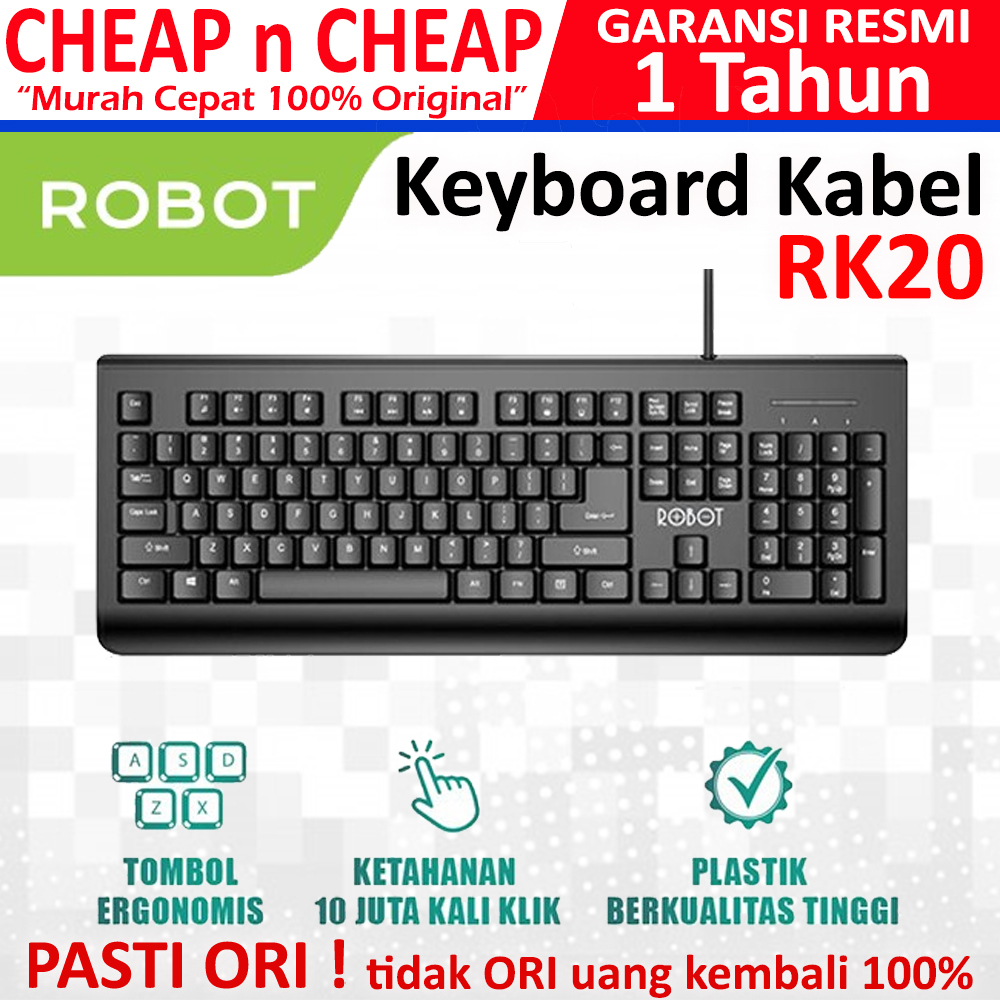 Jual Keyboard Kabel Robot RK20 Black Garansi 1 Tahun | Shopee Indonesia