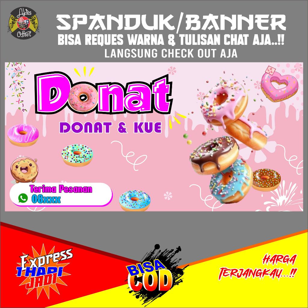 Jual SPANDUK BANNER DONAT 2 DUA | Shopee Indonesia