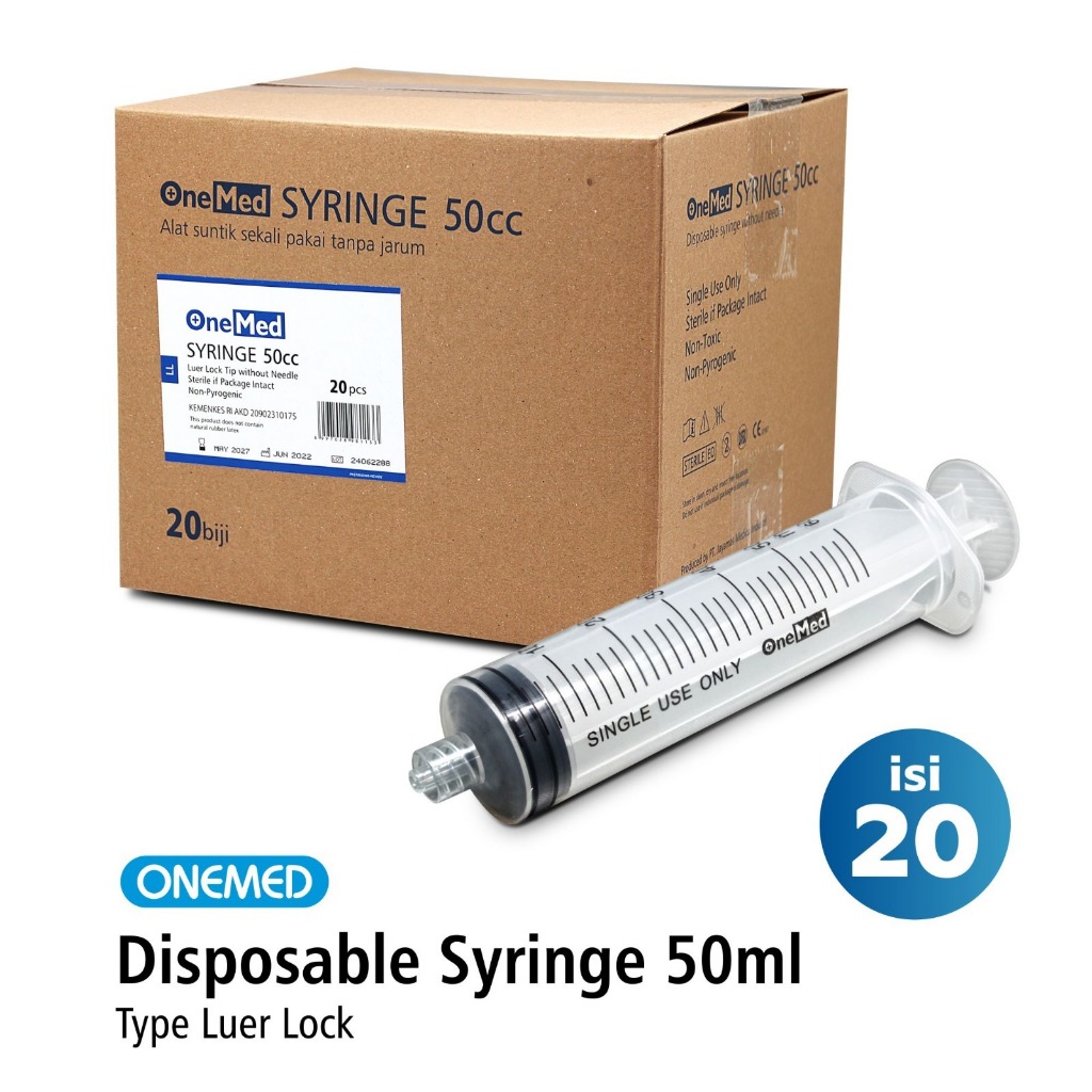 Jual ONEMED Syringe 50cc LL Box isi 20pcs - Lubang Tengah | Shopee Indonesia