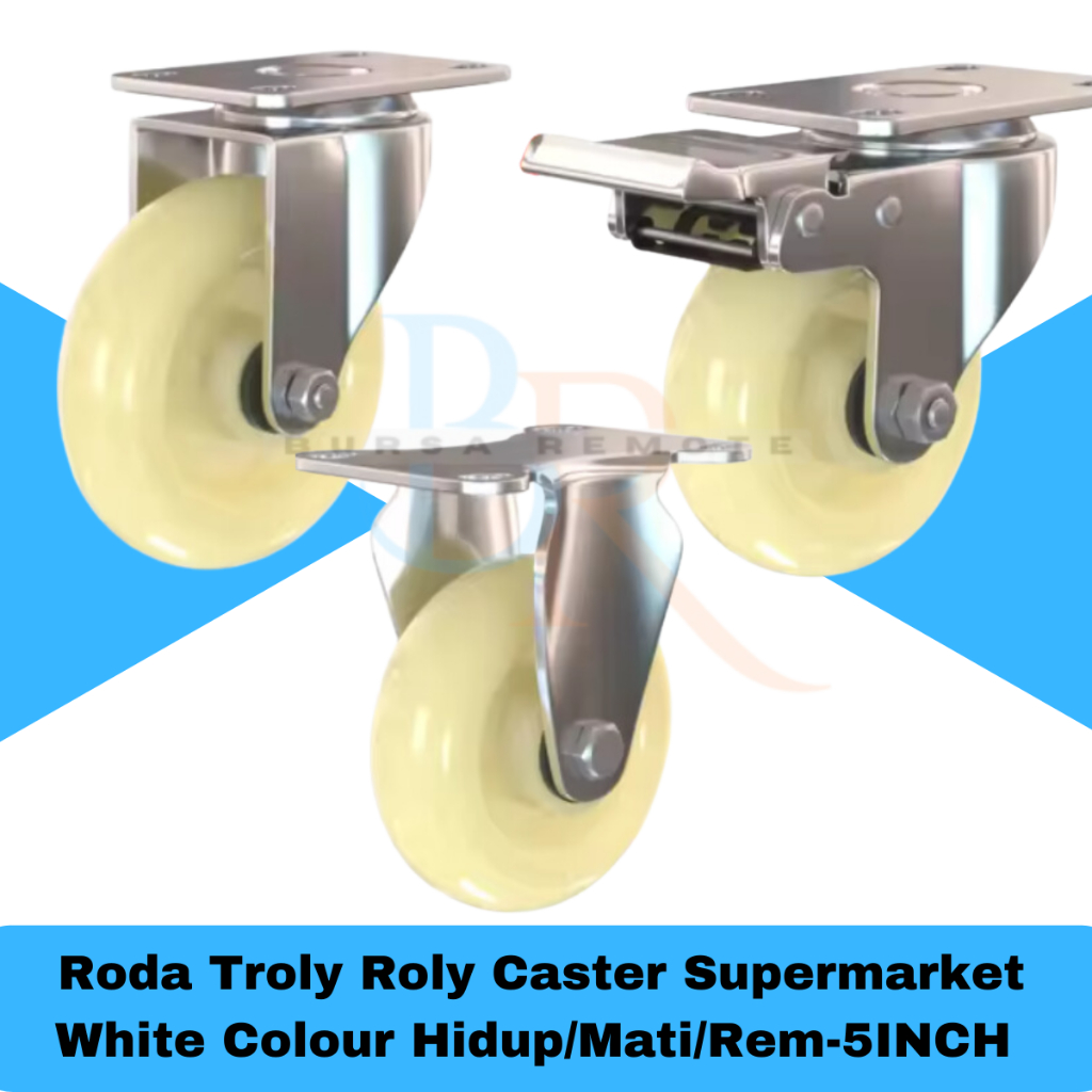 Jual Roda Troly Roly Caster Supermarket Cream Colour Hidup/Mati/Rem ...