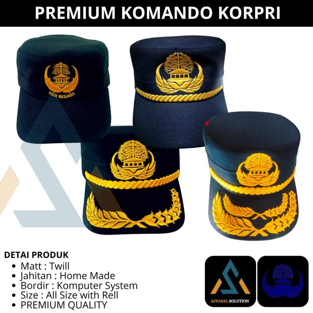 Jual Topi KOMANDO KORPRI Premium Topi ASN Golongan I II III IV Free Nama | Shopee Indonesia
