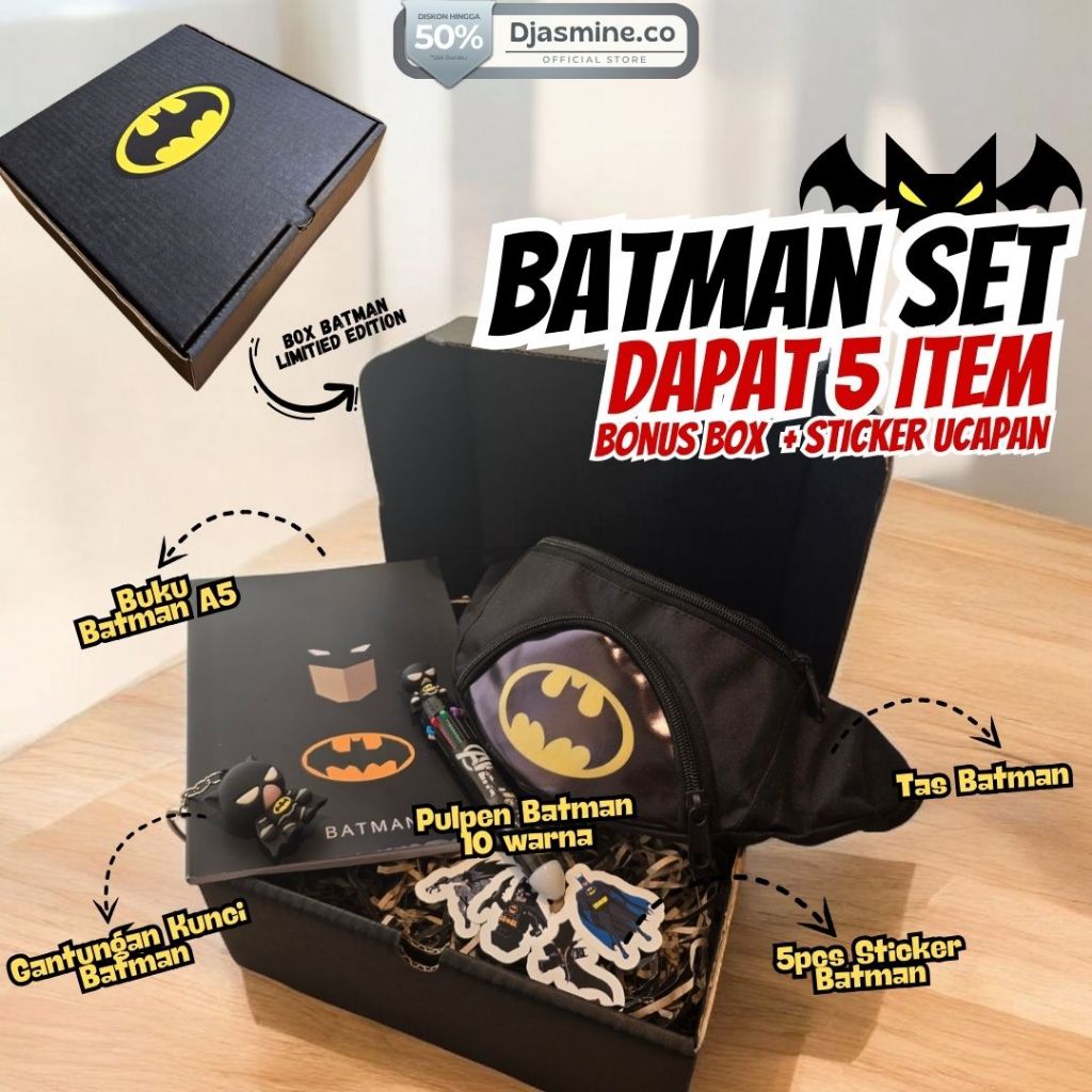 Jual Bingkisan kado tema Batman perlengkapan set alat tulis Batman dus ...