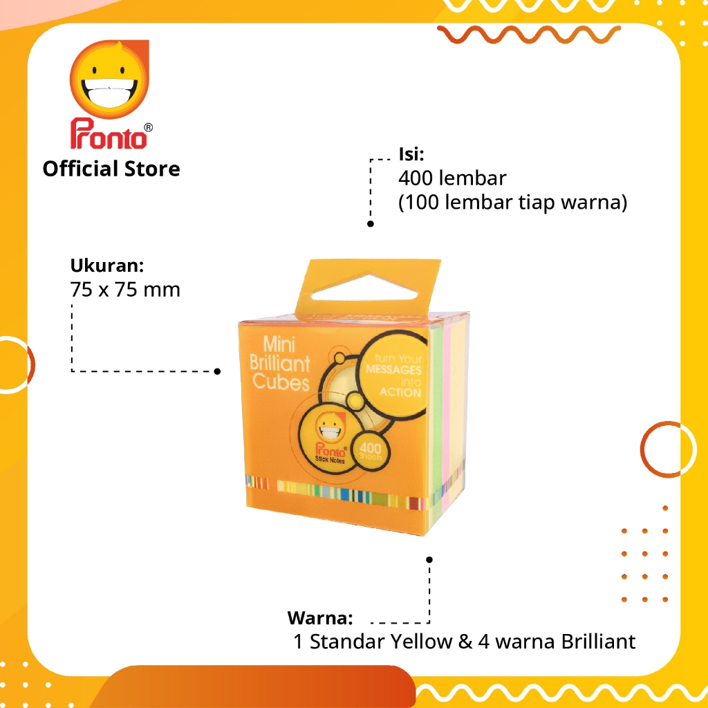 Jual Pronto Sticknotes Mini Brilliant Cubes (50 x 50 mm) | Shopee Indonesia