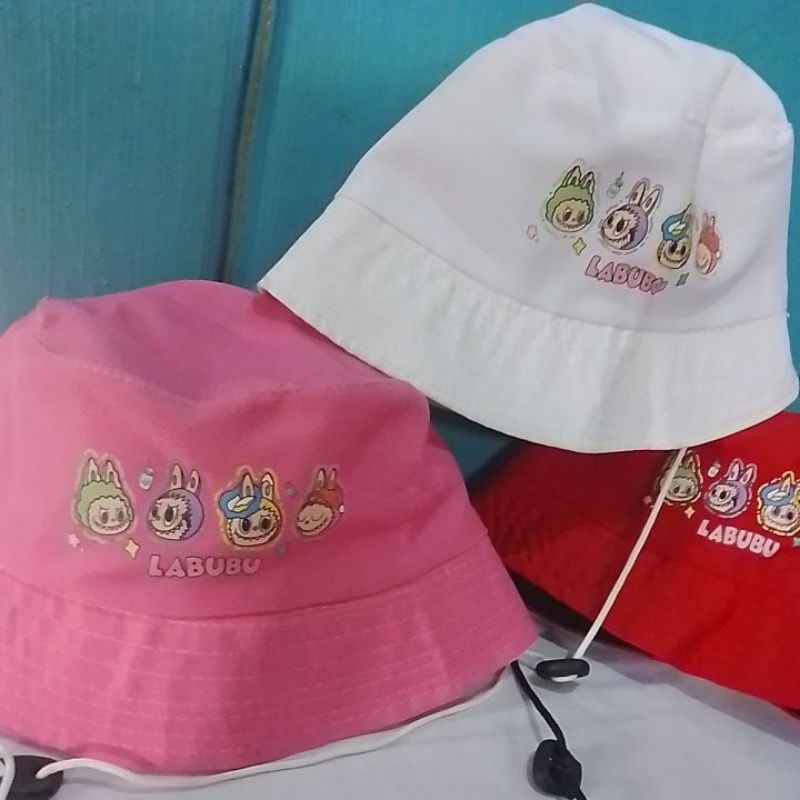 Jual topi anak gambar labubu topi pantai topi bucket motif labubu ...