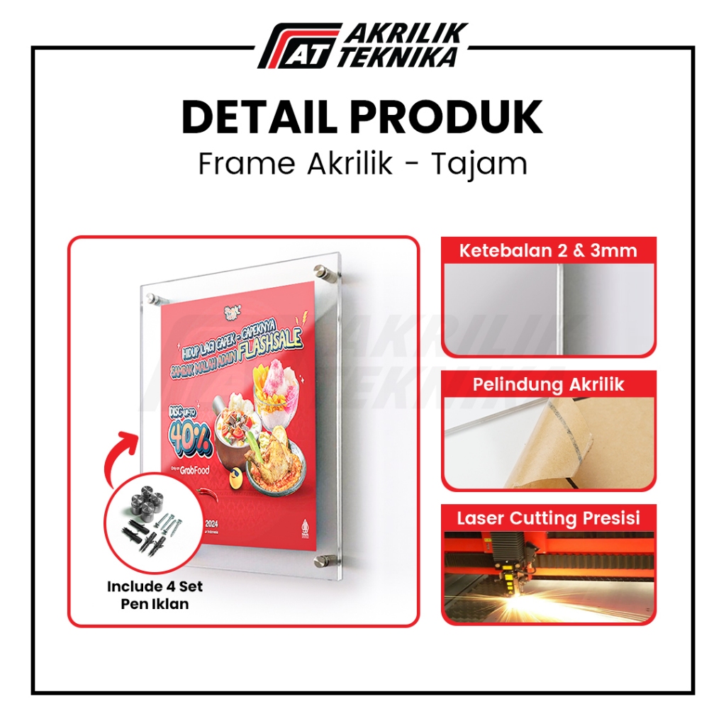Jual Frame Akrilik A4 / Bingkai Poster Dinding / Display Menu Acrylic | Shopee Indonesia