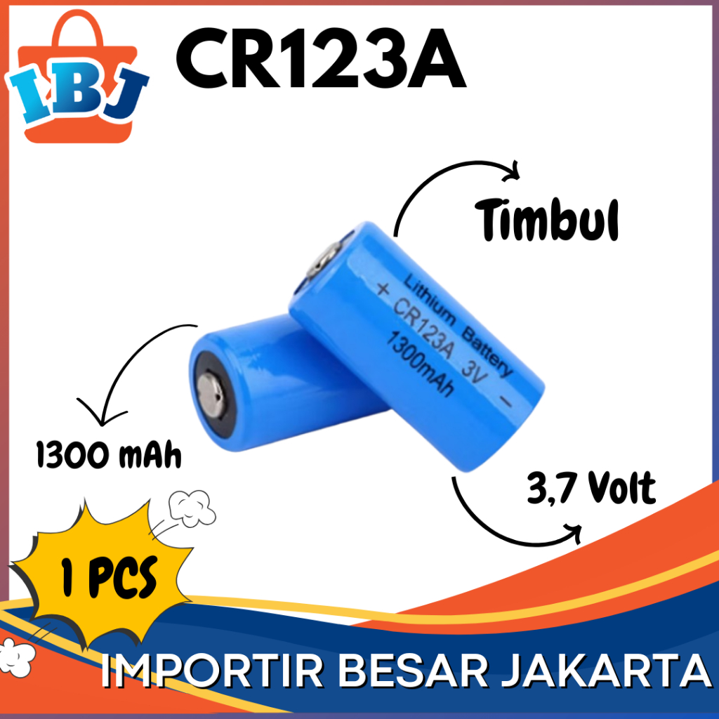 Jual Baterai 16340 3.7V 1300mAh Batre Cas CR123A 3.7V Lithium Ion 3.7 ...