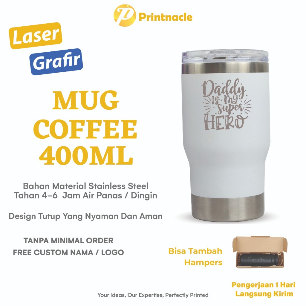 Jual Mug Stainless Tahan Panas Dingin Coffee 400ml Custom Cetak Laser ...