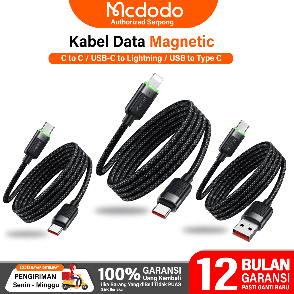 Jual MCDODO Kabel Data Magnetic Fast Charging Cable Type C / Lightning ...