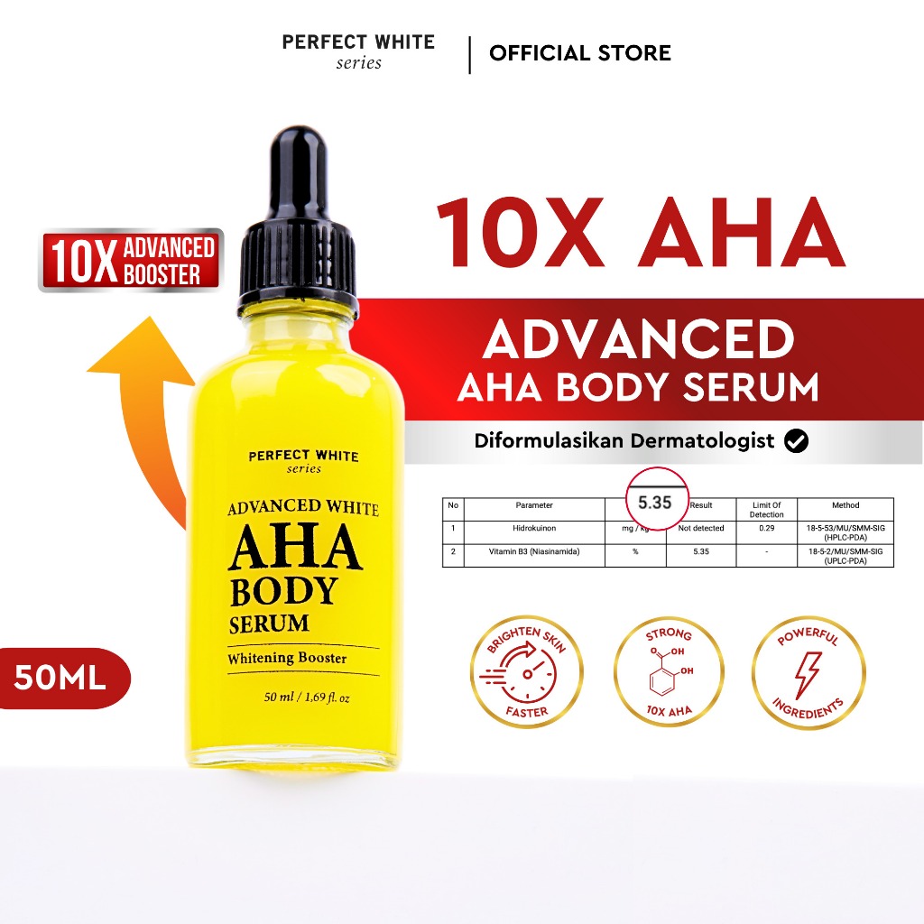 Jual Tsn- [NEW] PERFECT WHITE High Dose Advanced AHA Body Serum 50ml with 10X AHA Whitening ...