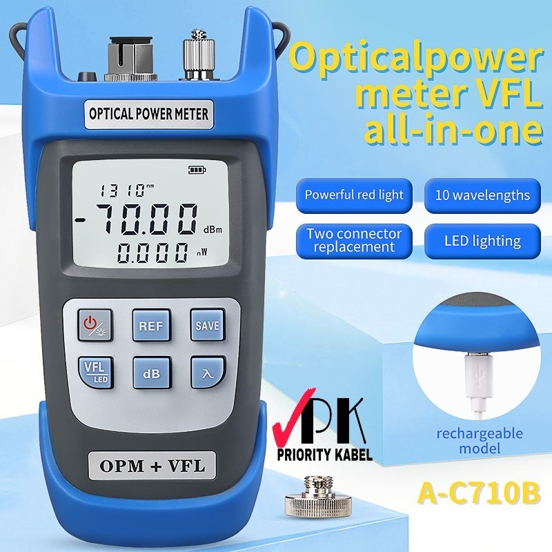 Jual OPM + VFL 30 KM Rechargeable Optical Power Meter Visual Fault ...
