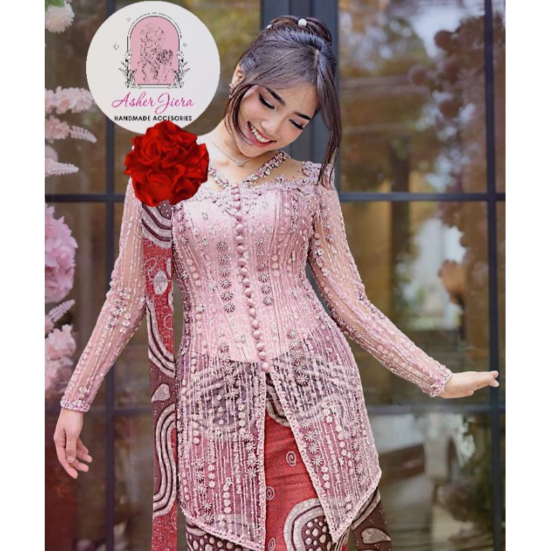 Jual Corsage handmade bunga satin bolder velvet jumbo 15cm , bros bahu ...