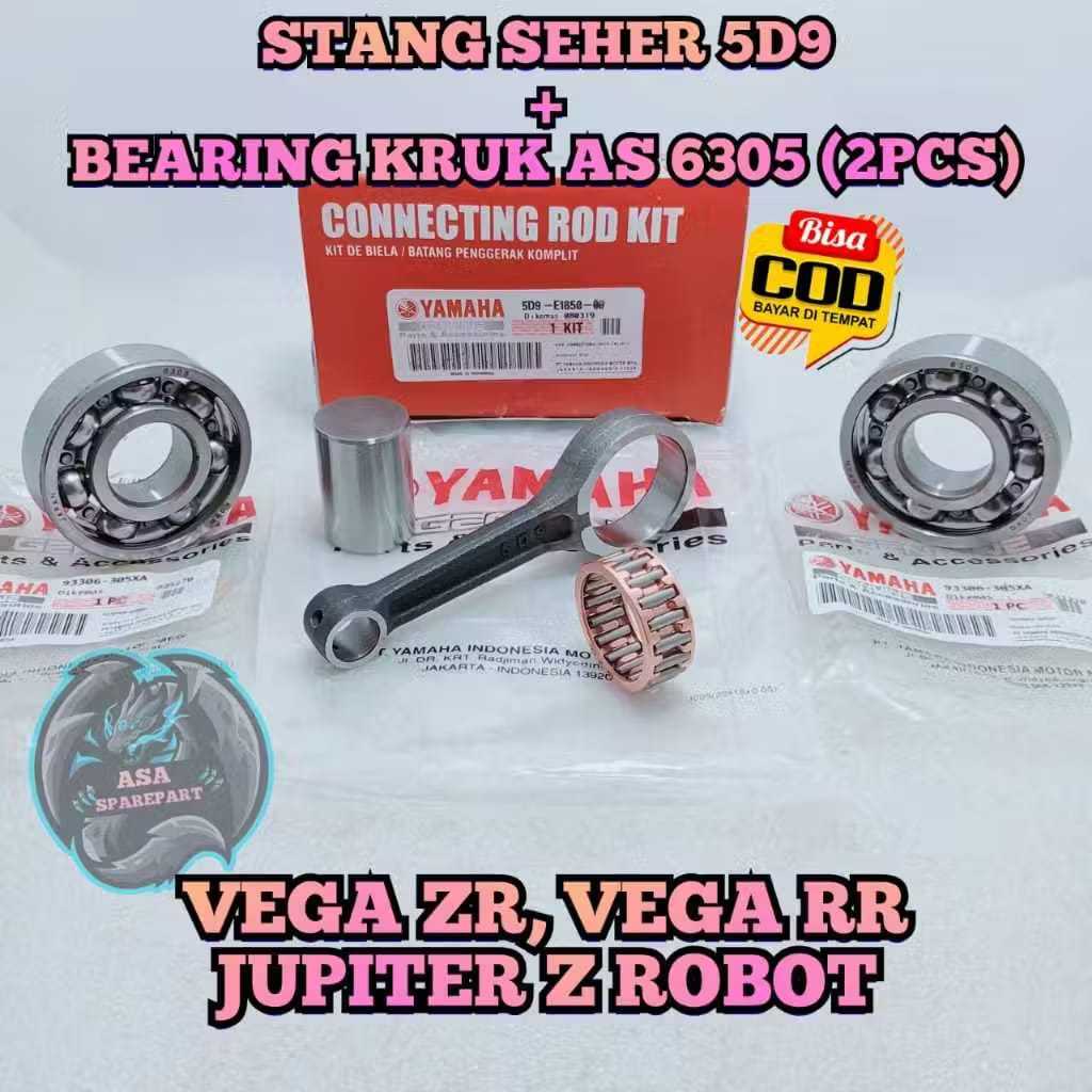 Jual STANG Piston set 5D9 + BEARING 6305 2 Pcs ASLI ORIGINAL MOtor YAMAHA VEGA ZR , VEGA RR ...