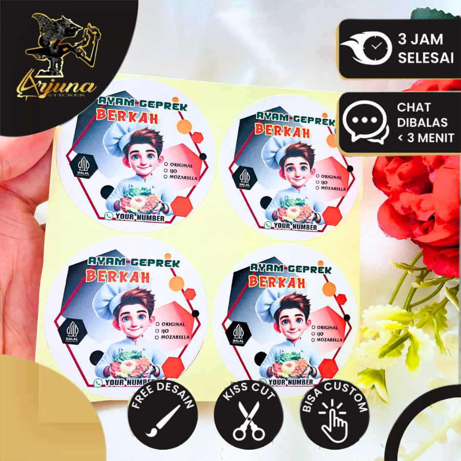 Jual 2-4 Sticker Kemasan Makanan Umkm Cetak Stiker Label Produk Ayam ...