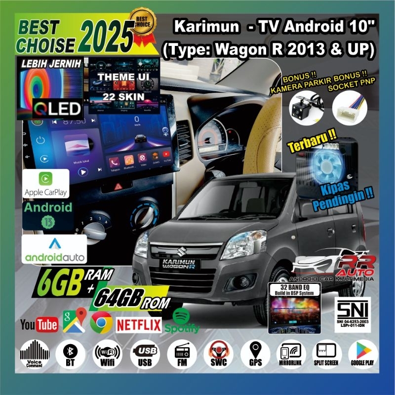 Jual Headunit Karimun Wagon R | 6+64gb RAM ROM,QLED,Android 14,Apple Carplay,AndroidAuto ...