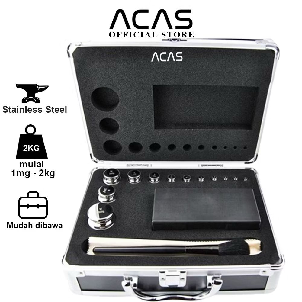 Jual ACAS Batu Anak Timbangan F1 1 Mg - 2 KG Stainless Bandul Kalibrasi 2000Gram | Shopee Indonesia