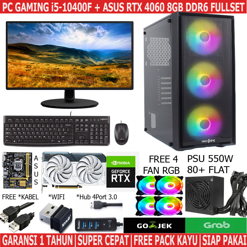 Jual PAKET PC/CPU/KOMPUTER RAKITAN GAMING i5 10400F ASUS RTX 4060 32GB RAM | Shopee Indonesia