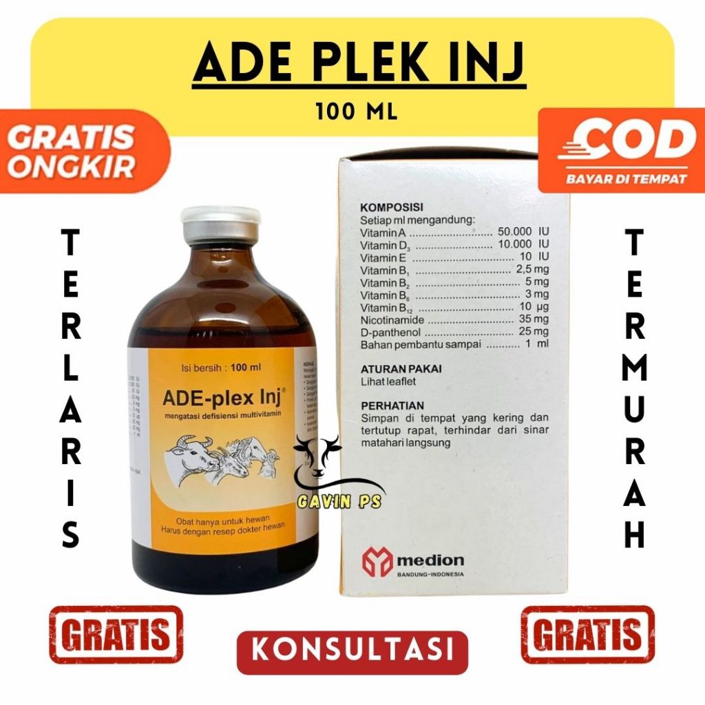 Jual ADE PLEX INJEKSI 100 ML MEDION - Multivitamin Hewan Vitamin ADE ...