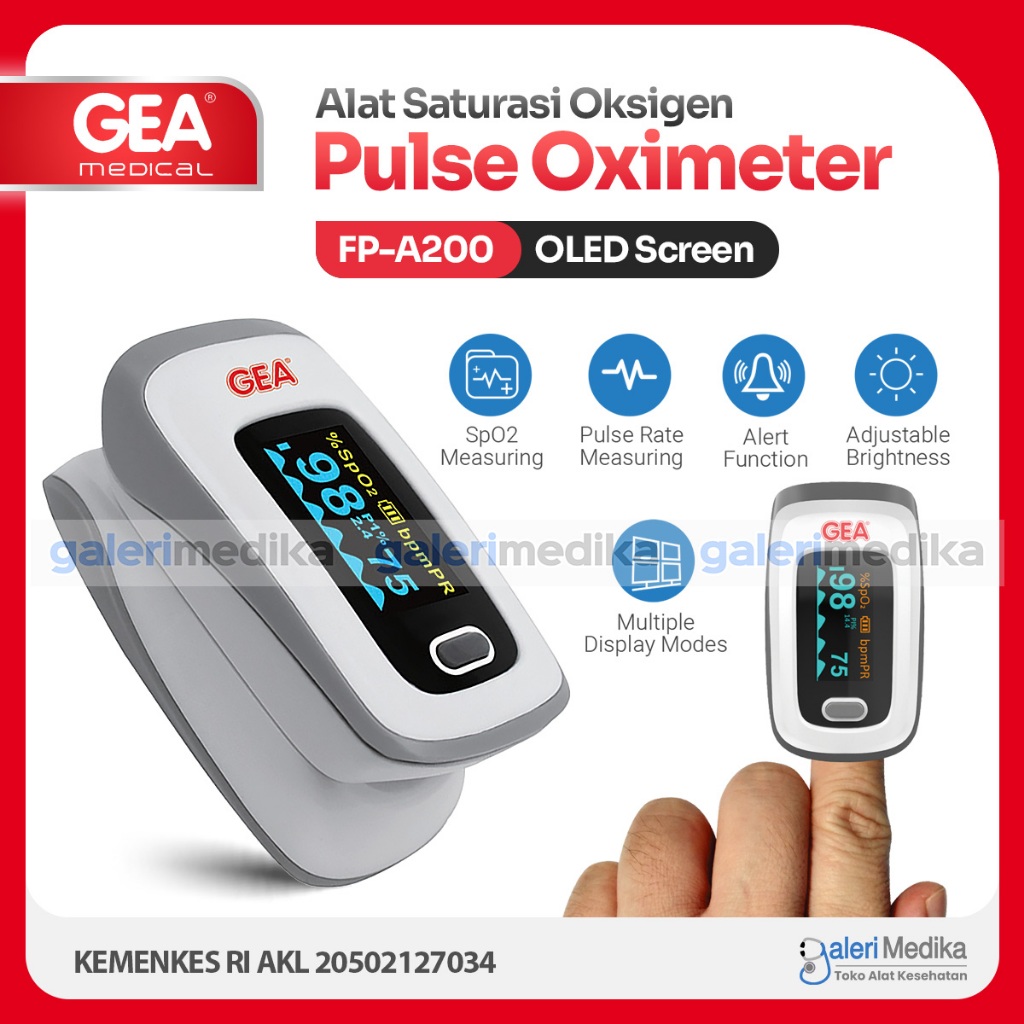 Jual Fingertip Pulse Oximeter GEA FP-A200 OLED Screen Alat Ukur Oksigen ...