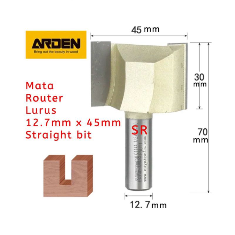 Jual Mata Router/ Profil Lurus 45mm × 30mm As 1/2 Straight Bits Merk ...