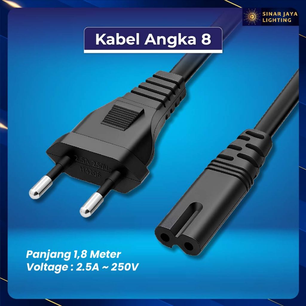 Jual Kabel Angka 8 / Kabel Power Printer / Kabel Cas Panjang 1.8 Meter Full | Shopee Indonesia