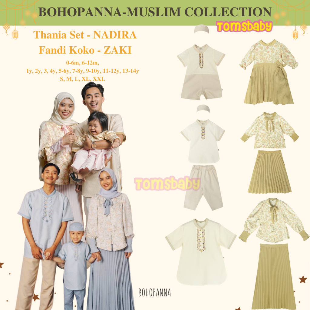 Jual [TOMS] BOHOPANNA - Sarimbit Raya Idul Fitri NADIRA - ZAKI | THANIA BABY, KIDS & MOM Set ...