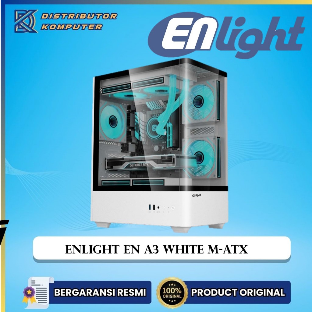 Jual ENLIGHT CASING EN A3 - MATX GAMING CASE - WHITE | Shopee Indonesia